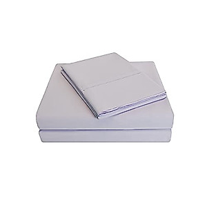 SUPERIOR Cotton Percale Deep Pocket Sheet Set, Twin, Lilac, 3-Pieces