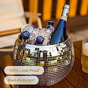 Wittolins Disco Ice Bucket for Cocktail Bar,Mirror Silver Disco Ball Decor,Retro Party Accessories,8 Inch Disco Ball Theme Party Decorations,Cooler for Wine Beer Champagne Ice Cold Drinks