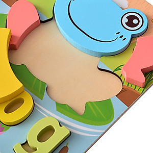 Cheerlyhood Toddler Jigsaw Puzzles Wooden Montessori Educational Preschool Learning Toys Frog Bee Snail Owl 4 Pack