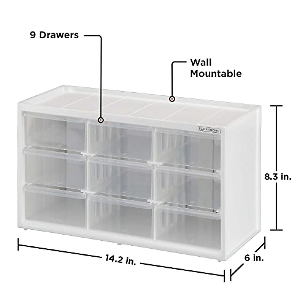 BLACK+DECKER Storage Organizer, 9 Drawer Modular Storage System, Easily Stackable (BDST40709FF)