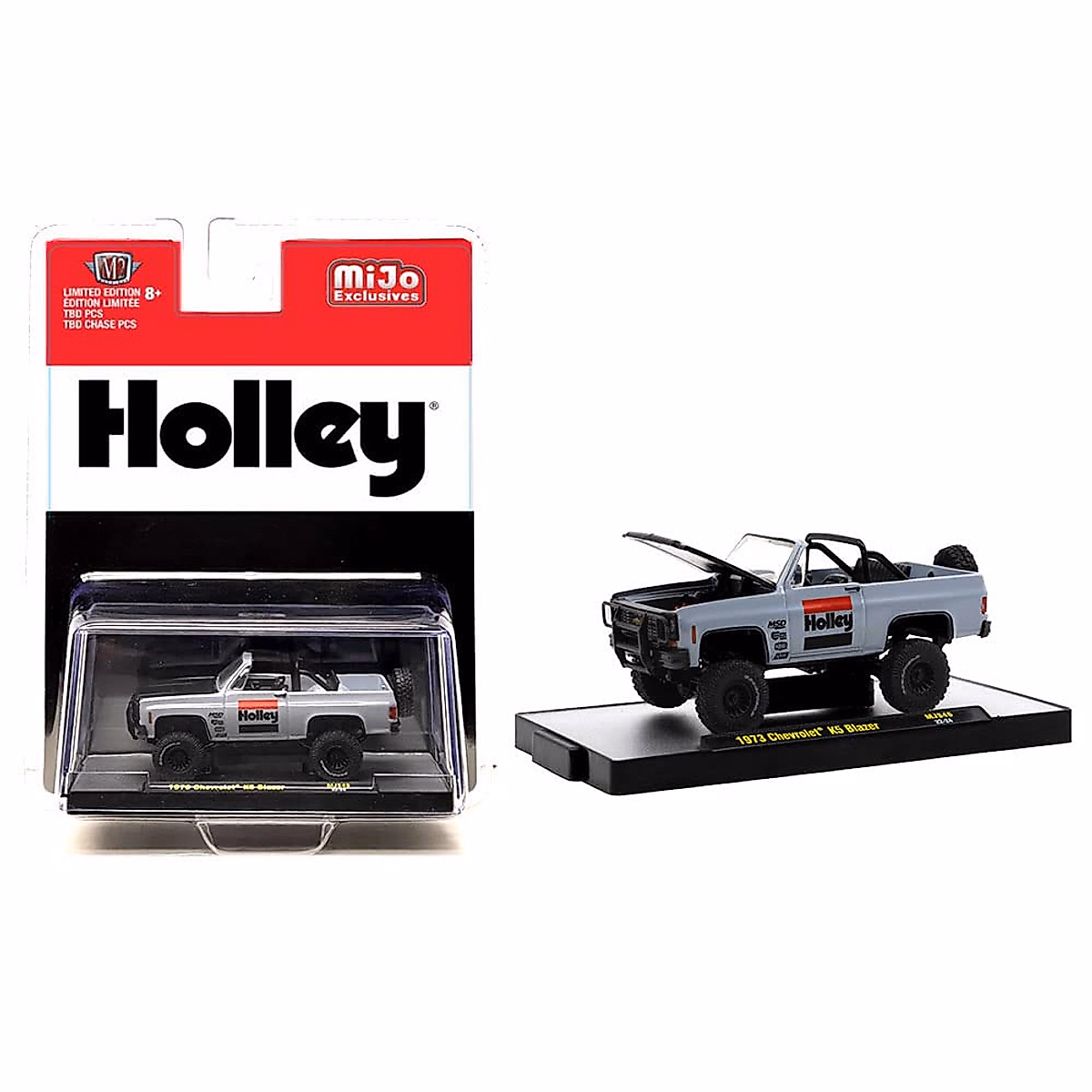 M2 Machines 1973 Chevy K5 Blazer Open Top Holley Gray with Black Hood Limited Edition to 6600 Pieces Worldwide 1/64 Diecast Model Car 31500-MJS46