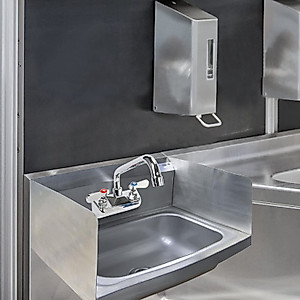 4 Inch Center Commercial Sink Faucet Wall Mount Kitchen Hand Sink Faucet, 1/2" NPT Male Inlet, Brass Constructed & Chrome Polished, with 10" Swivel Spout & Dual Lever Handles