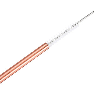 Copper Drinking Straws Gift Set- 8.5 inch Long Authentic Handcrafts Copper Straws with Cleaning Brush for Moscow Mule Mug (Set of 4)