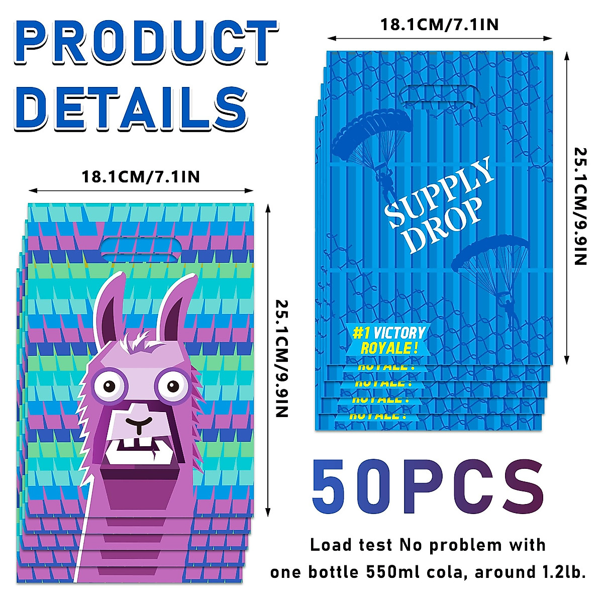 Haxpacal Video Game Goodie Bags 50Pcs Llama Treat Candy Plastic Bags for Llama Bag Video Game Theme Party Supplies Gamer's Birthday Party Decorations
