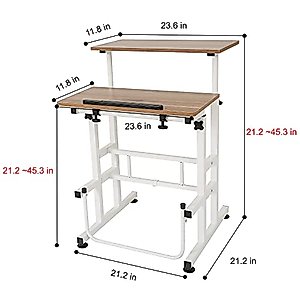 SDADI 2 Inches Carpet Wheels Mobile Standing Desk Stand Up Desk Height Adjustable Home Office Desk with Standing and Seating 2 Modes 3.0 Edition, Light Grain S001WFLT