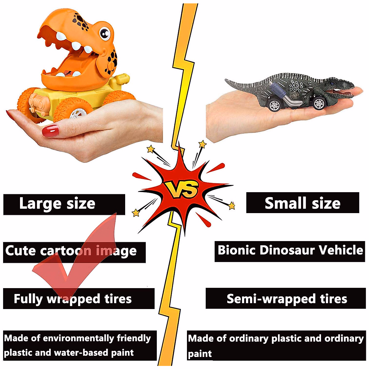 Dinosaur Toy,Press&go Dinosaur car Toy for Kids 3+ Year Old Push and go Toy car for boy(Wheel Color Random)