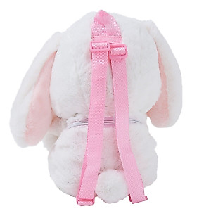 Plush Stuffed Animal Backpack Bunny Backpack with Adjustable Gift for Women Girl (White)