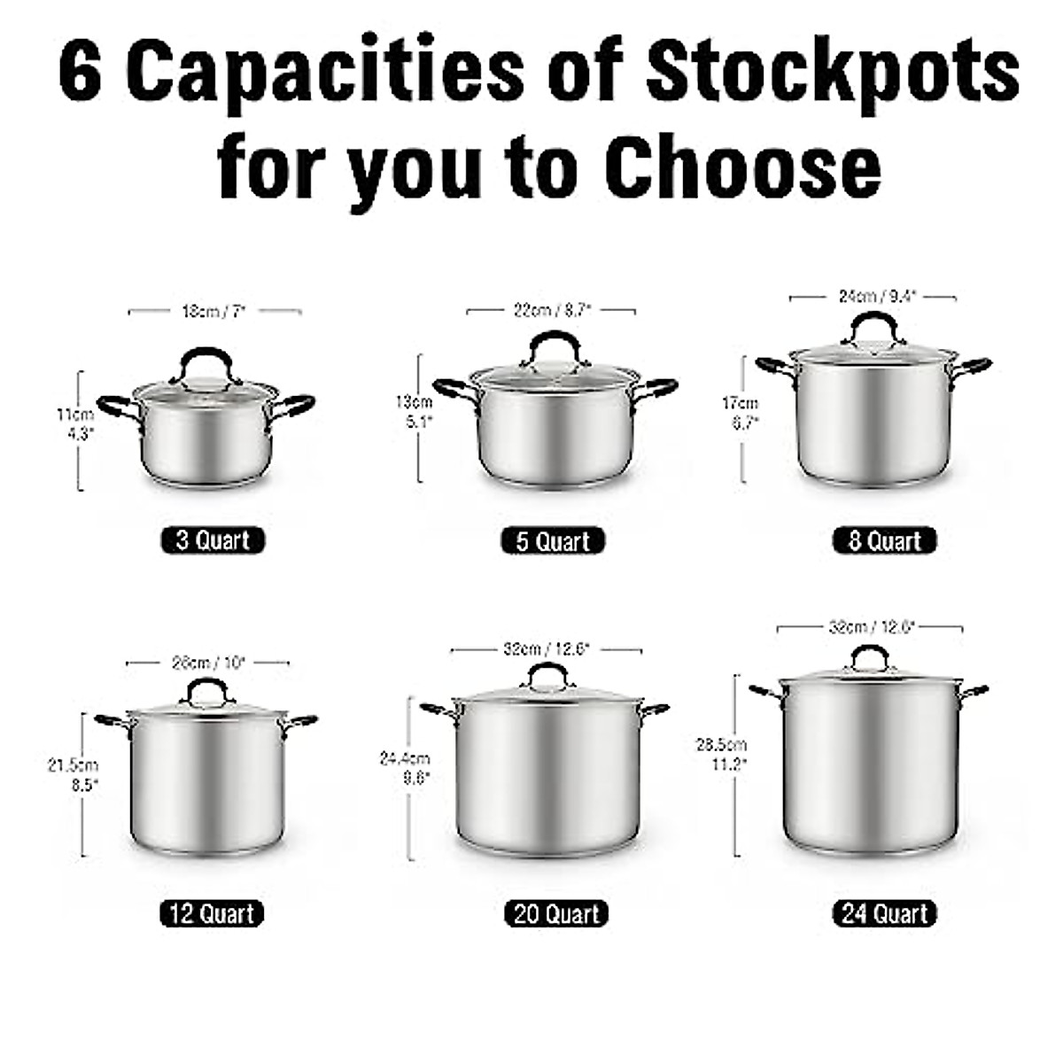 Cook N Home Stockpot Sauce Pot Induction Pot With Lid Professional Stainless Steel 12 Quart, Dishwasher Safe With Stay-Cool Handles, Silver