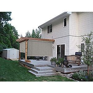 Cross Land Cordless Crank Operated Child Safe Roller Outdoor/Exterior Solar Sun Shade/Patio Blinds for Patio Lawn Pergola Garden Porch,Cabana,Gazebo,Dock Home,72" Wx72 L,Green/Beige