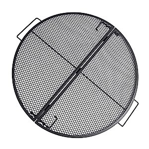 Lineslife X-Marks Fire Pit Cooking Grill Grates Portable, Heavy Duty Folding Round Campfire Grill Grate with Handles for Outdoor BBQ Cooking, Black 30 Inch