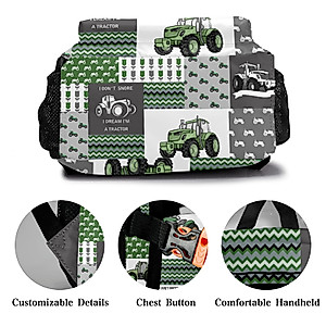 Custom Kid Backpack, Vintage Car Patchwork Truck Green Personalized School Bookbag with Your Own Name, Customization Casual Bookbags for Student Girls Boys