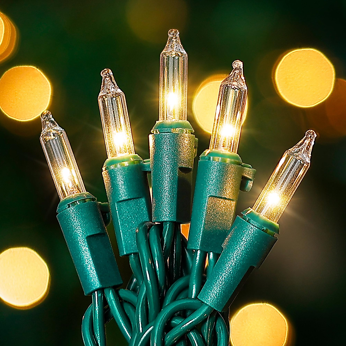 HEYFUNi Clear Christmas Lights 50Count 13Feet White Christmas Tree Lights Set, Incandescent Bulb Mini String Lights for Indoor Outdoor Tree Party Weeding Home Xmas Holiday Decorations,Green Wire