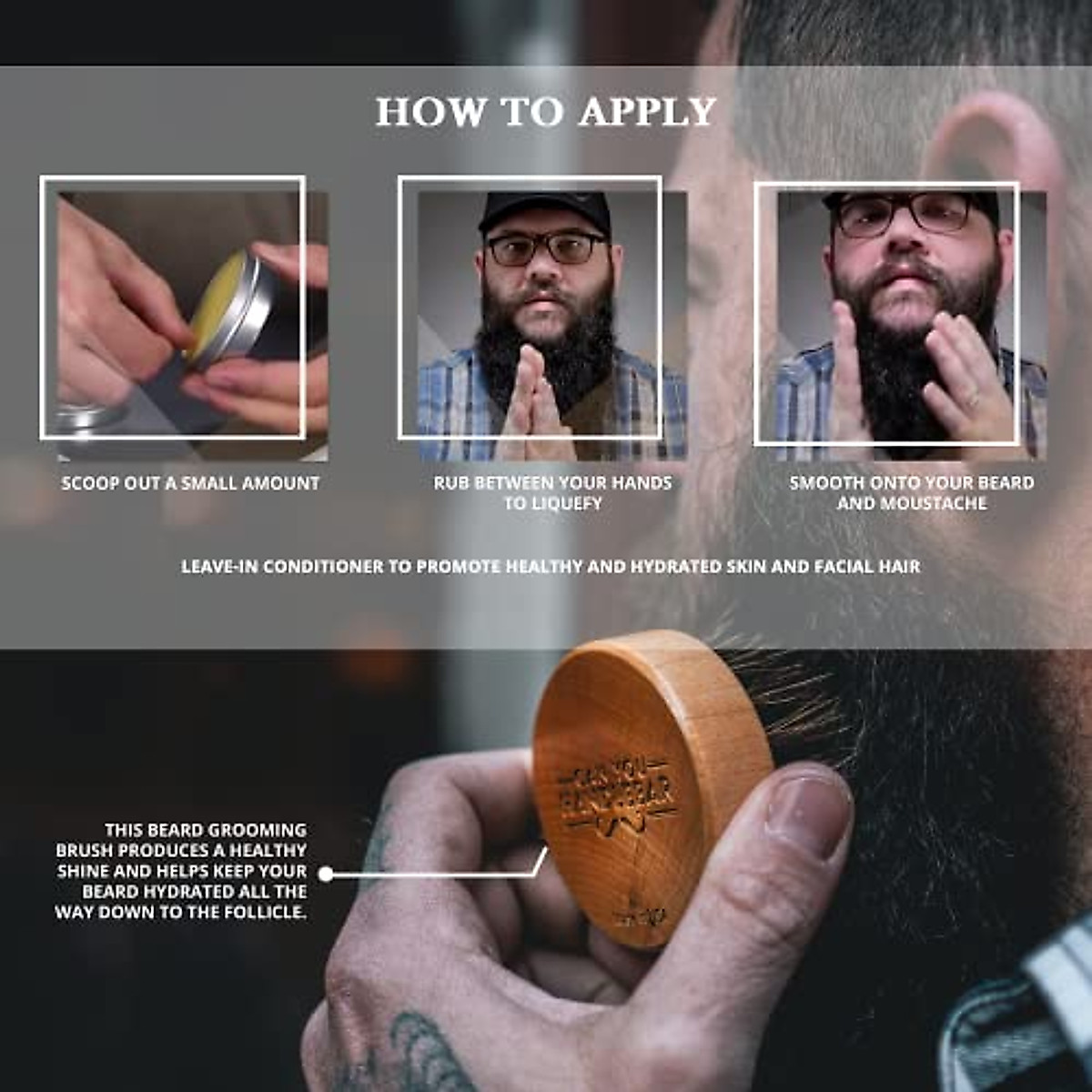 CanYouHandlebar Beard Balm for Men, Dry Oil Beard Wax, Natural Beard Care Conditioner Moisturizer Softener Grooming Products, Peppermint and Clary Sage Scent, 2 oz Stainless Steel Tin