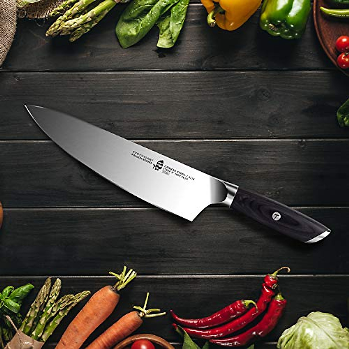 TUO Chef Knife 8 inch - Kitchen Chef Cooking Knife Japanese Gyuto Knife - German HC Steel with Pakkawood Handle - FALCON SERIES with Gift Box
