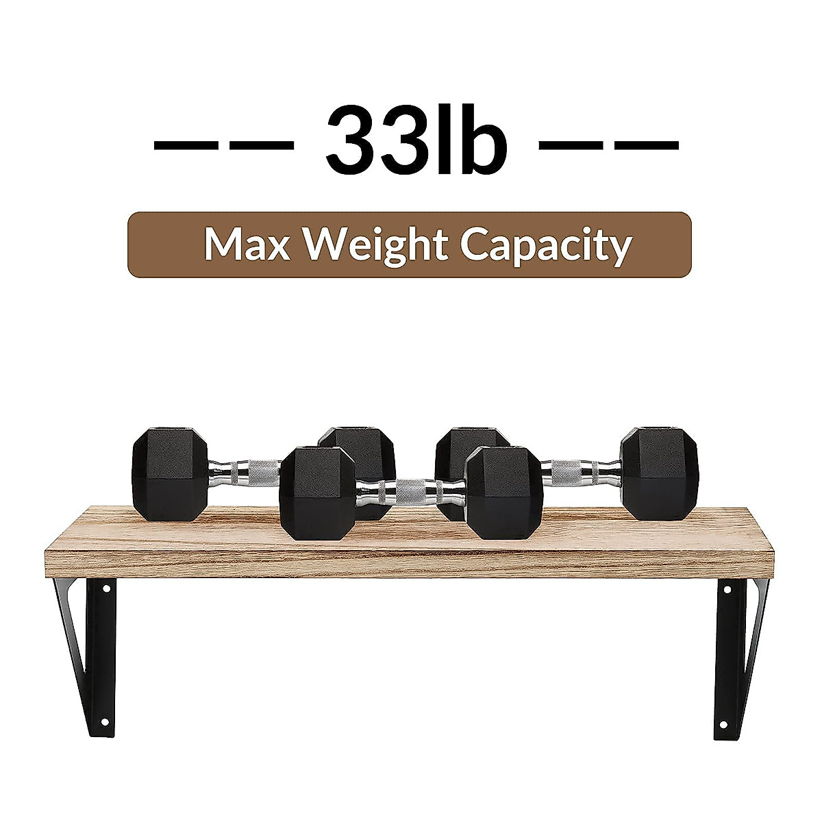 KINLINK Floating Shelves Wall Mounted, Wood Rustic Wall Shelves Set of 2 for Living Room/Bathroom/Bedroom/Kitchen/Farmhouse,Carbonized Black