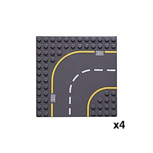 Apostrophe Games Large Building Blocks Road Base Plates Compatible with Large Building Blocks – 8Pcs Straight and Curved Road Construction Blocks – 7.5 x 7.5 Inch Street Baseplates, STEM Learning