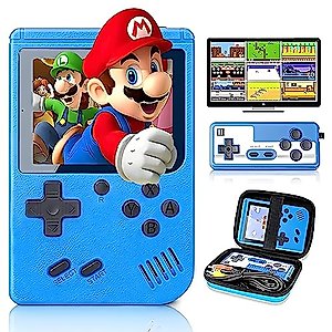 Tlsdosp Handheld Game Console, Portable Retro Video Game Console 500 Classic FC Games, Large Battery Capacity of 1020mAh, Support Rechargeable and Connect to TV for Two People to Play Together (Blue)