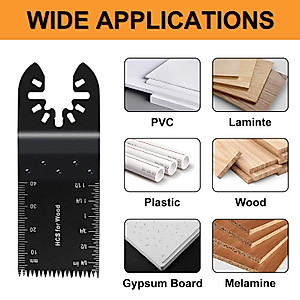 CONNOO 50 Pack Oscillating Saw Blades, Multitool Oscillating Tool Blades for Wood Metal Plastics, Japanese Long Teeth, Quick Release Multi Tool Blades Kits for Dewalt, Makita, Ryobi, Rockwell