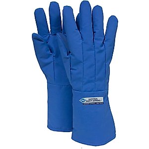 NATIONAL SAFETY APPAREL G99CRBERSMMA Nylon Taslan and PTFE Mid-Arm Standard Water Resistant Safety Glove, Cryogenic, 14" - 15" Length, Small, Blue
