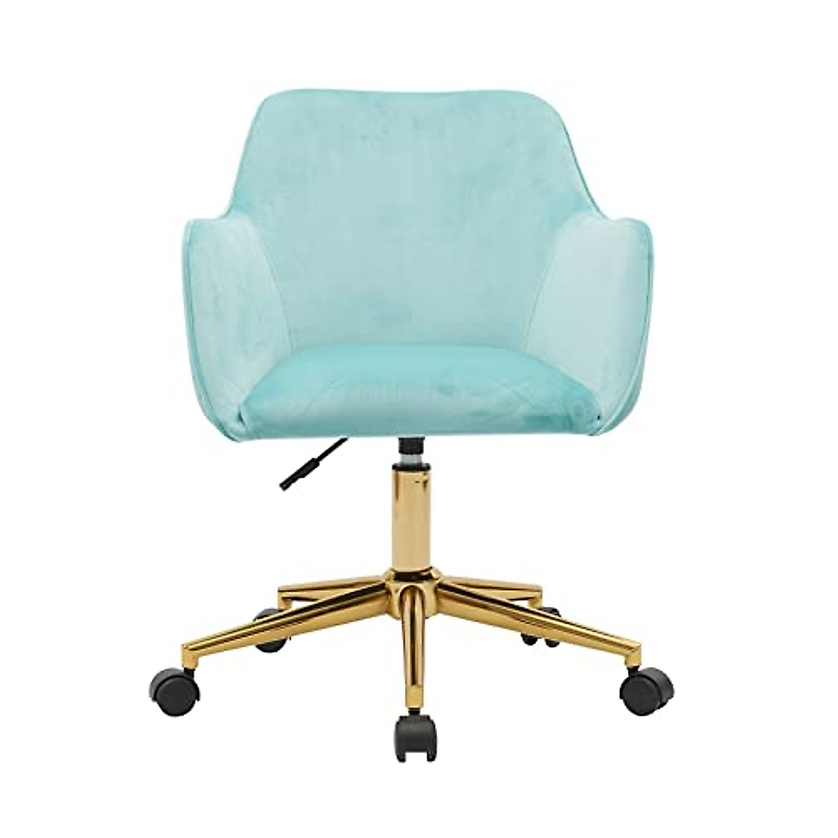 Goujxcy Home Office Chair, Modern Mid-Back Tufted Velvet Fabric Computer Desk Chair Swivel Adjustable Accent Home Office Task Chair Executive Chair with Soft Seat (Light Blue)