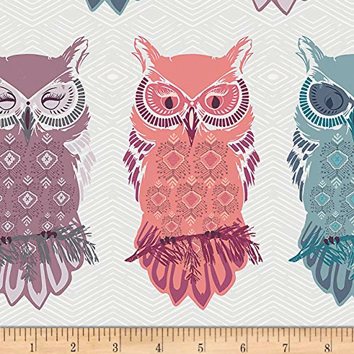 Art Gallery Fabrics Art Gallery Nightfall Bird of Night Mist Fabric, Light Grey