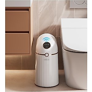 JustBeEasy Bathroom Automatic Touchless Trash Can, Self Sealing and Self Changing, Smart Motion Sensor Trash Can with Lid, 2.7 Gallon Waterproof Small Bedroom Garbage Can