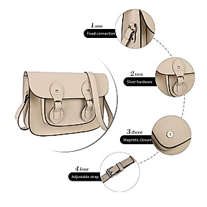 Gladdon Small Messenger Bag for Women Vegan Leather Crossbody Bags Travel Satchel Shoulder Purses Beige