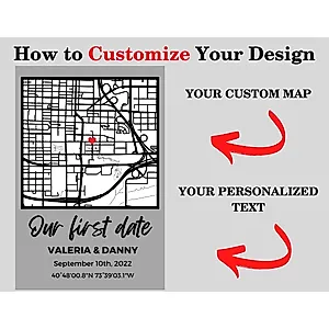 Our First Date Valentines Day Map Plaque - Couple Map, Gift for Her, Acrylic Plaque Couple Gift, Custom Locaiton, Valentines Day Gift, Couples Gift, Gifts for Wife and Husband