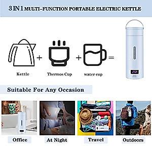 Travel Electric Kettle Small Portable Electric Kettle, 380ML Mini Tea Kettle with 4 Variable Presets, 304 Stainless Steel Kettle Water Boiler, Auto Shut-Off & Boil Dry Protection, BPA Free(Blue)