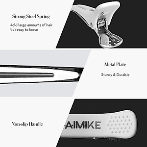 Hair Clips, AIMIKE 12 Pack Hair Clips for Styling and Sectioning, Non Slip Hair Clips with Silicone Band, No -Trace Hair Clips for Thick and Thin Hair - Professional Salon Hair Clips