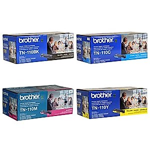 Brother TN110BK, TN110C, TN110M, TN110Y Black, Cyan, Magenta and Yellow Toner - -Cartridge Set