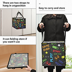 KEEPREAL Pixel Game Style Cube Storage Bin with Handles, Large Collapsible Organizer Storage Basket for Home Decorative(1Pack,13 x 13 x 13 in)