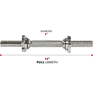 Sunny Health & Fitness 14" Threaded Chrome Dumbbell Bar Pair - STDBH-14