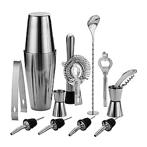 QLL 13 Piece Stainless Steel Boston Shaker Set, Including 20oz Unweighted & 27oz Weighted Professional Bartender Cocktail Shaker