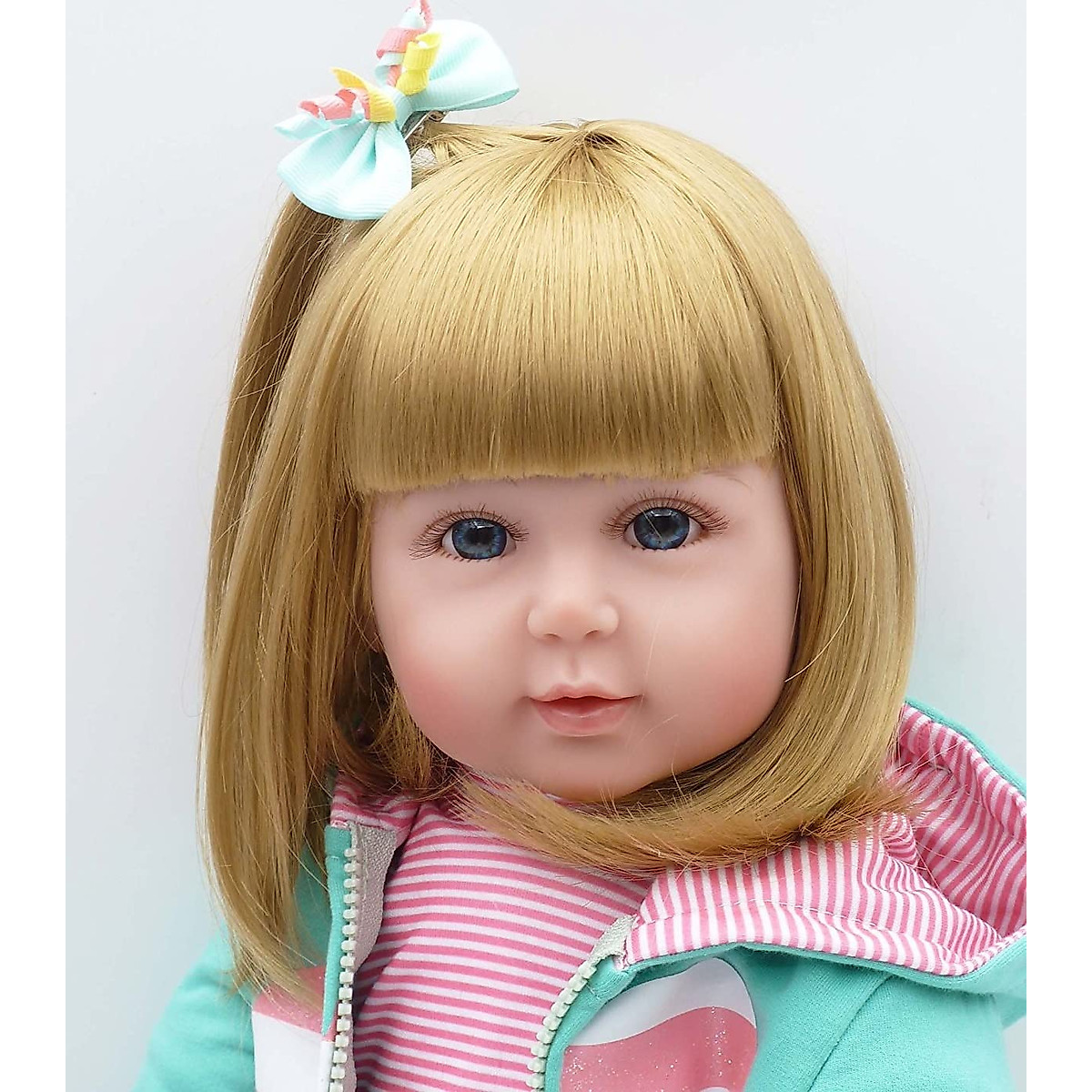 Pedolltree Lovely Handmade Soft Silicone Reborn Toddler Girl Dolls Golden Hair 24 Inch 60cm Realistic Looking Newborn Vinyl Dolls Toddler Toy for Kid Xmas Gift