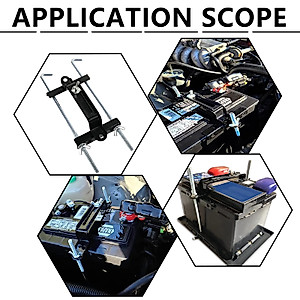 Kewucn Adjustable Battery Hold Down, Car Battery Tie Down Holder Kit, Universal Battery Crossbar with Stainless J Bolt, Automobile Battery Fixing Accessories for Cars, SUV, RV (9 inch bolts)