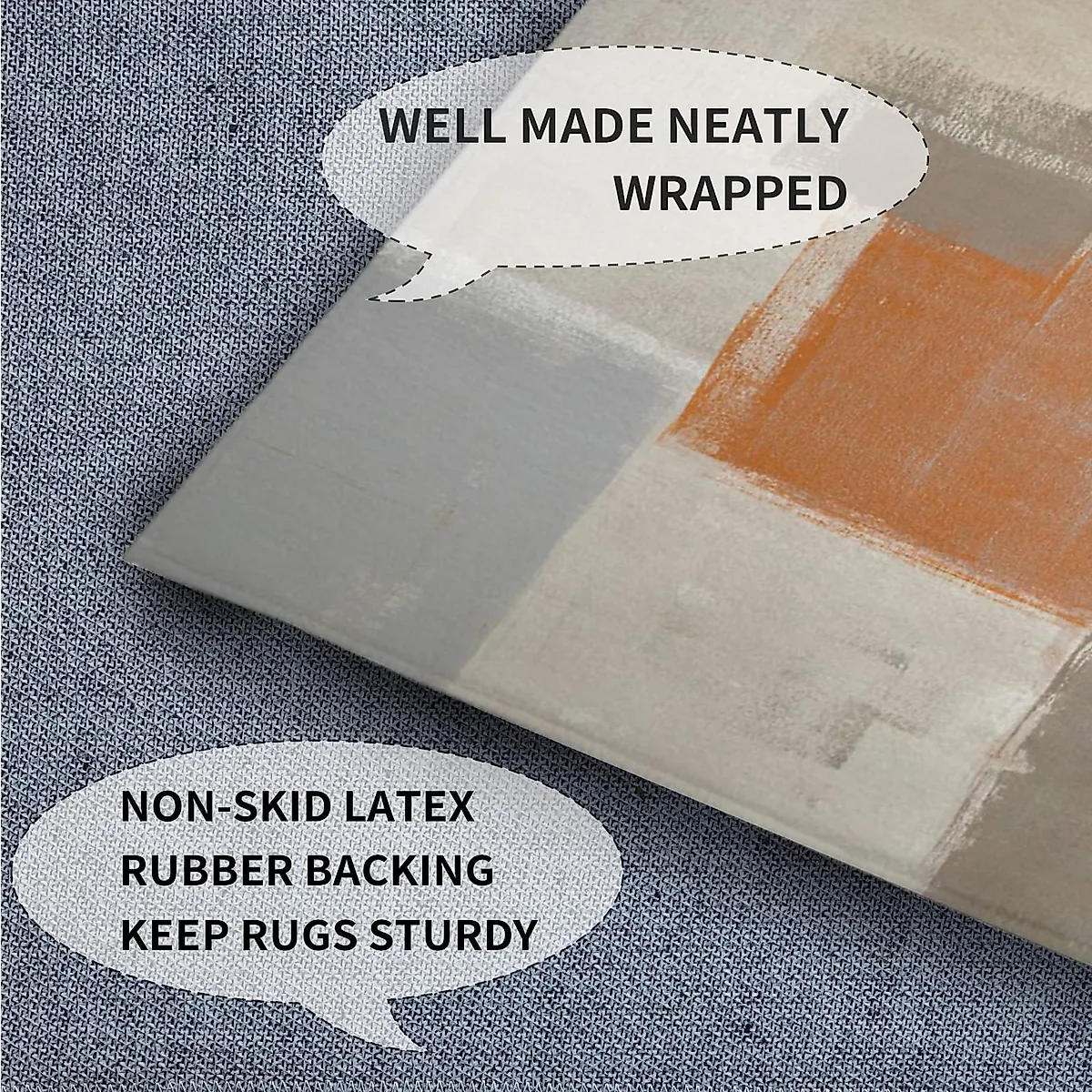 Orange Kitchen Rugs and Mats Set of 2, Orange Brown Beige Non-Skid Soft Absorbent Kitchen Mats Set for Floor, Modern Art Comfort Runner Rug Carpets for Sink, Laundry, Hallway, Dinning Room, Office