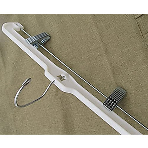 NAHANCO 1602RC Plastic Skirt/Pant Hanger with Short Metal Swivel Hook and Pinch Clips, Jumbo Weight, 14", White (Pack of 100)