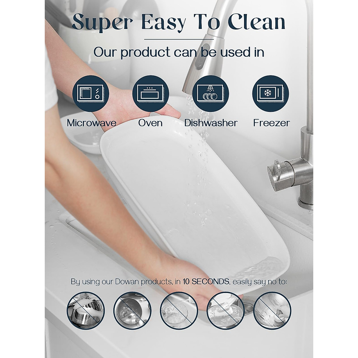 DOWAN Serving Platters and Trays for Wedding Decor, 16"/14"/12" Serving Dishes for Entertaining, White Porcelain Plates Set of 3