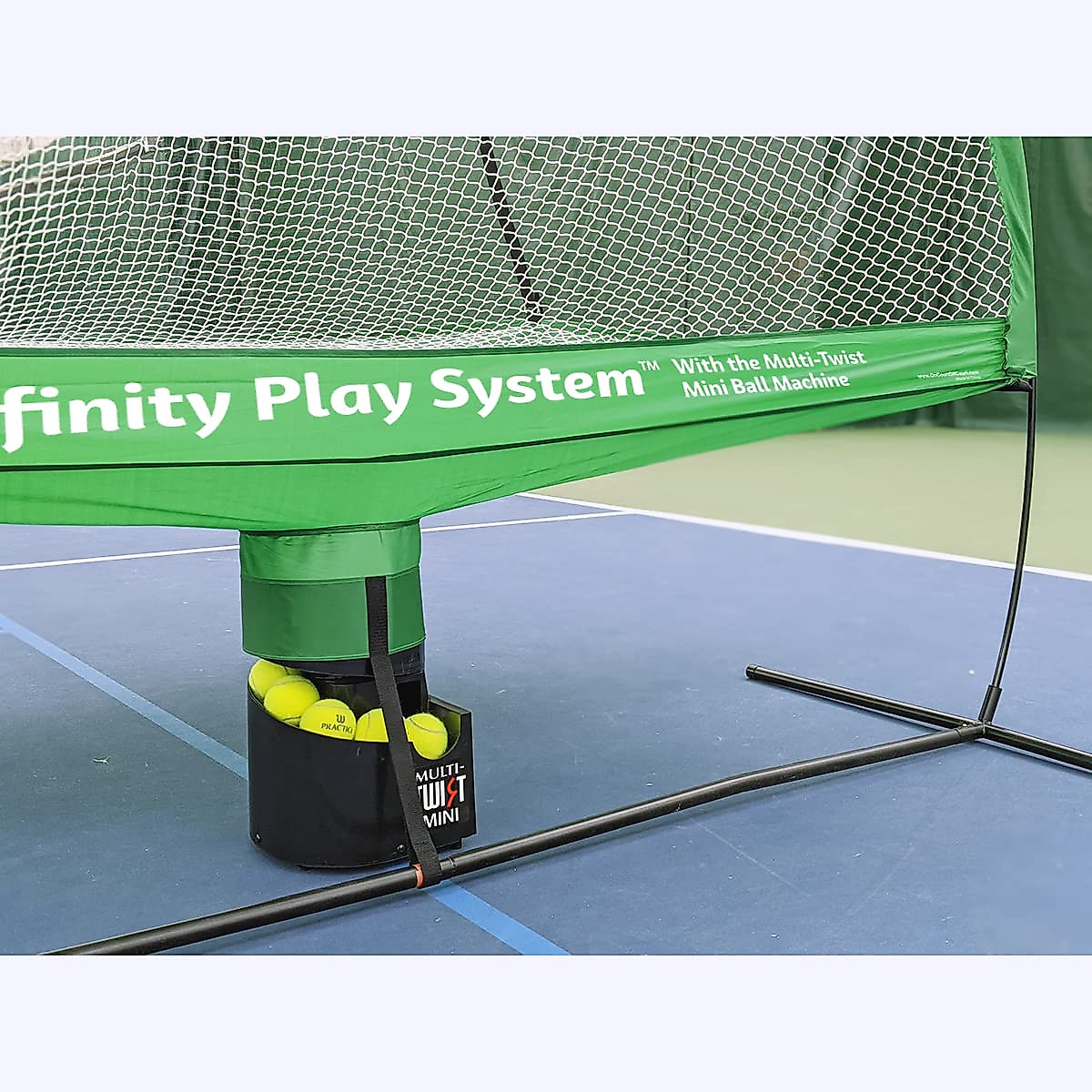 Infinity Play System Rebounder Net with Multi-Twist Mini Ball Machine for Tennis and Pickleball
