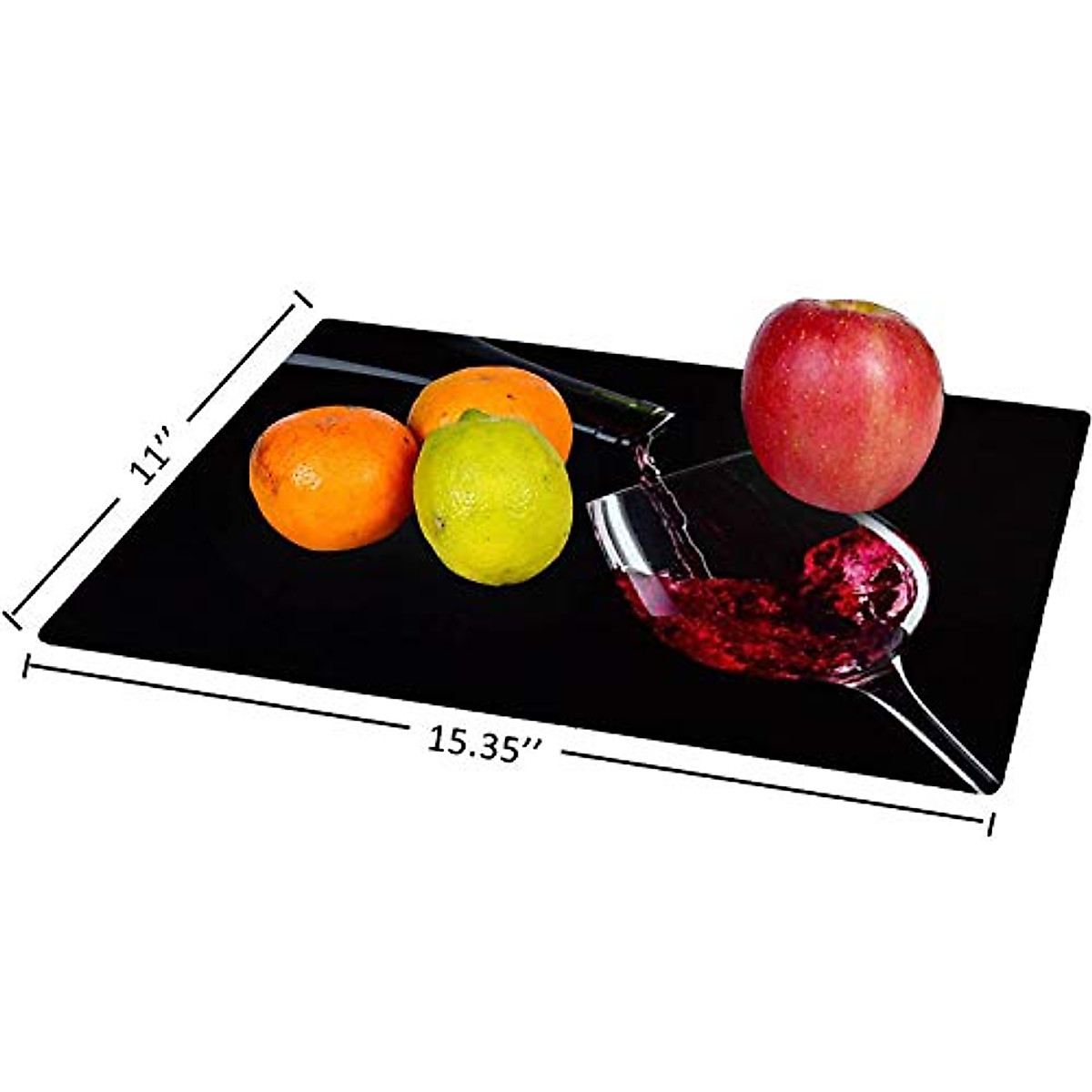 Tempered Glass Cutting Board Red wine Tableware Kitchen Decorative Cutting Board with Non-slip Legs, Serving Board, Large Size, 15" x 11"