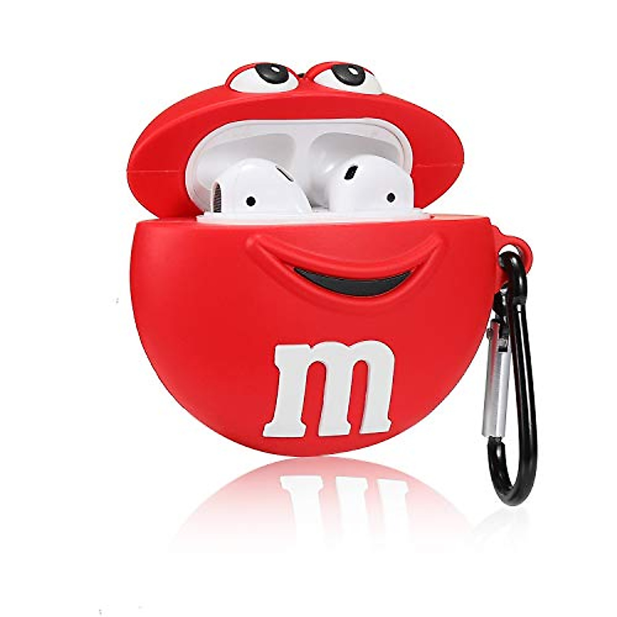 Joyleop(M Bean) Compatible with Airpods 1/ 2 Case Cover,3D Cute Cartoon Funny Fun Cool Kawaii Fashion,Silicone Airpod Stylish Chic Food Character Skin Keychain,for Girls Boys Teens Kids Air pods 1& 2