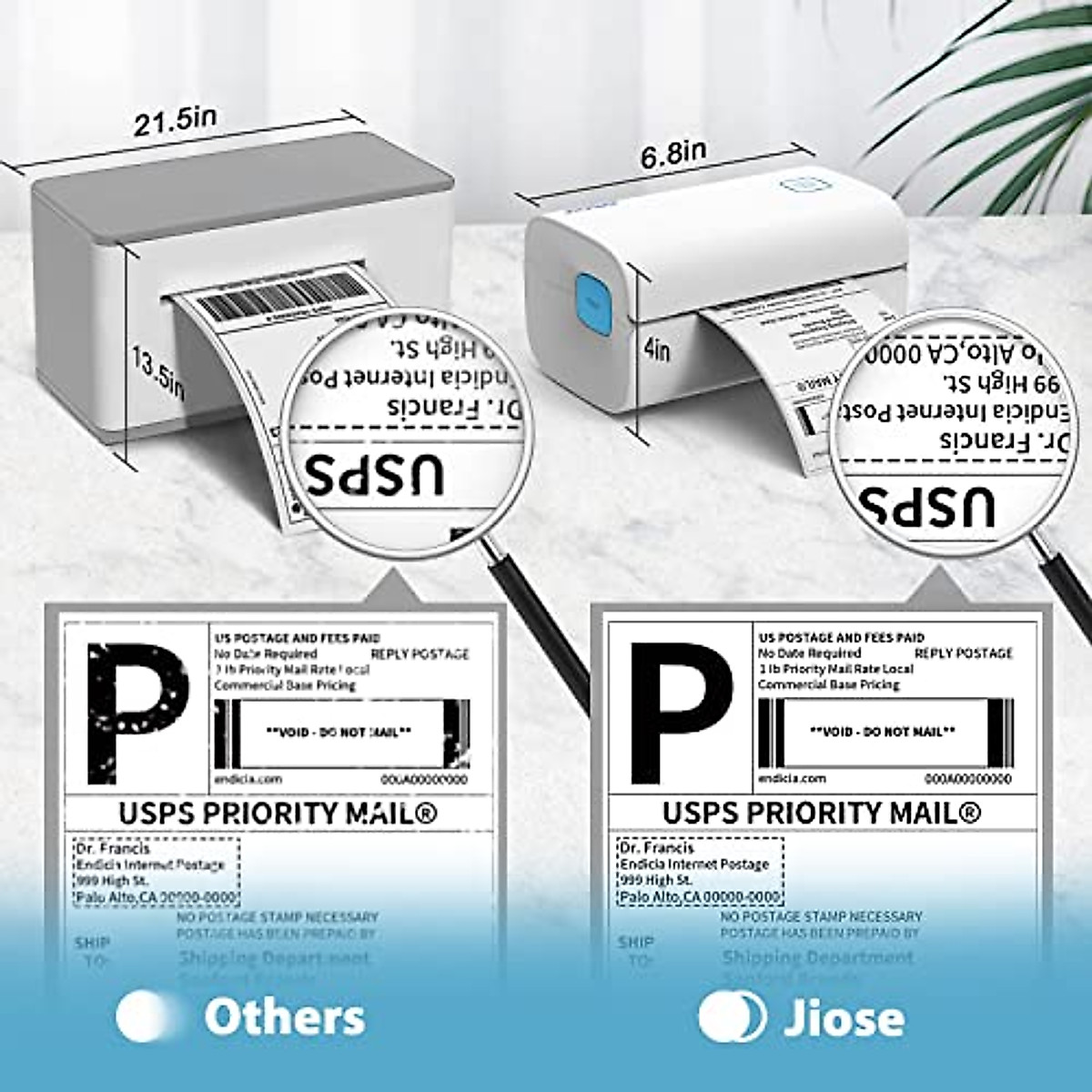 Jiose 4x6 Thermal Label Printer for Small Business - Shipping Label Maker for Postal Mailing Address