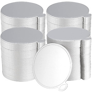 SEUNMUK 400 Pack 3.5 Inch Round Silver Cardboard Mousse Cake Base Mini Round Cake Base, Food Grade Grease-Proof Disposable Silver Cake Cardboard