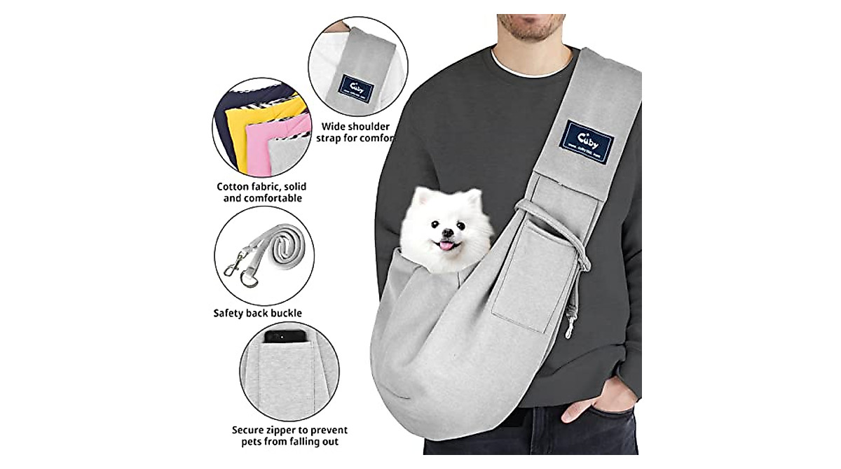 Cuby Dog and Cat Sling Carrier – Hands Free Reversible Pet Papoose Bag ...