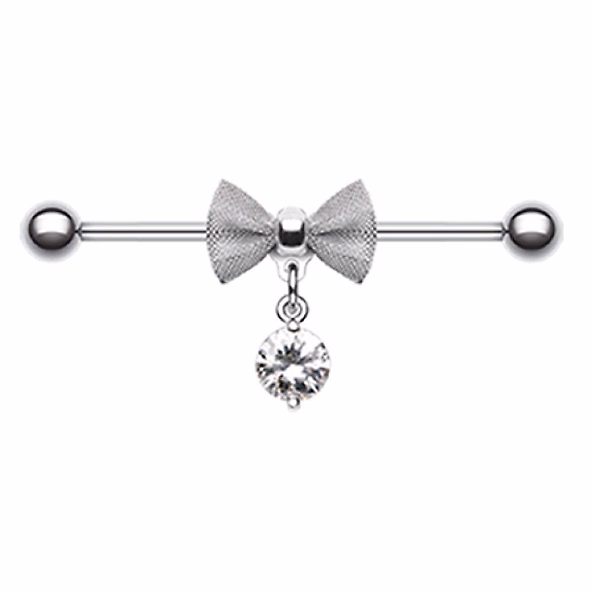 Covet Jewelry Adorable Mesh Bow-Tie Industrial Barbell