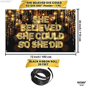 KatchOn, She Believed She Could So She Did Banner - XtraLarge 72x44 Inch | Congratulations Banner, Congratulations Decorations | 2024 Graduation Party Decorations, Graduation Decorations Class of 2024