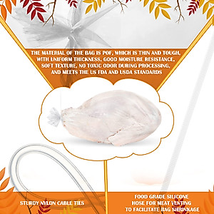 161 Pcs Thanksgiving Turkey Poultry Heat Shrink Bags Set 60 Pcs Transparent Heat Shrink Bags Clear Poultry Heat Shrink Wrap 100 Pcs Zip Ties 1 Silicone Straw for Chickens Meat Food Storage, 2 Sizes