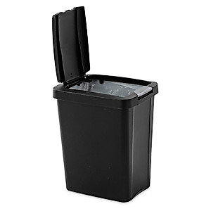 Sterilite 7.5 Gallon TouchTop Wastebasket Trash Can with Pop Up Lid for Kitchen, Bathroom, Mudroom or Office, 4 Pack, Black