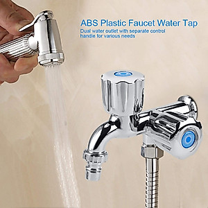 BORDSTRACT Water Tap, Double Cold Water Spouts ABS Plastic Water Tap Bathtub Kitchen Sink Faucet G1/2(Shutter Handle G 1/2)